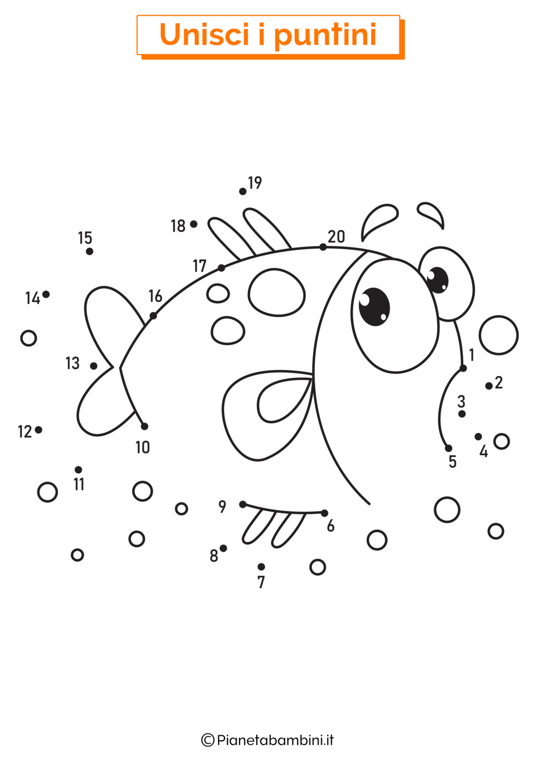 Unisci i Puntini da 1 a 20 da Stampare per Bambini | PianetaBambini.it