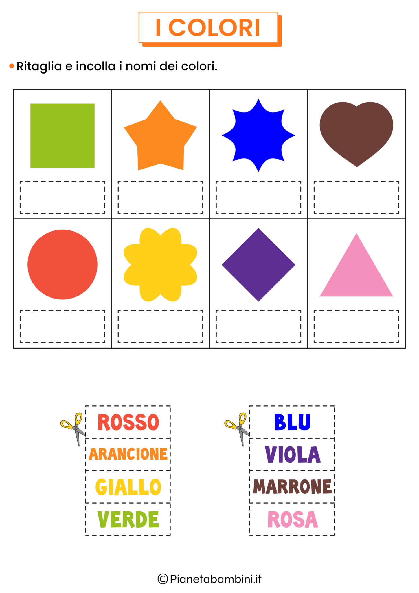 Schede per Insegnare i Colori ai Bambini da Stampare | PianetaBambini.it