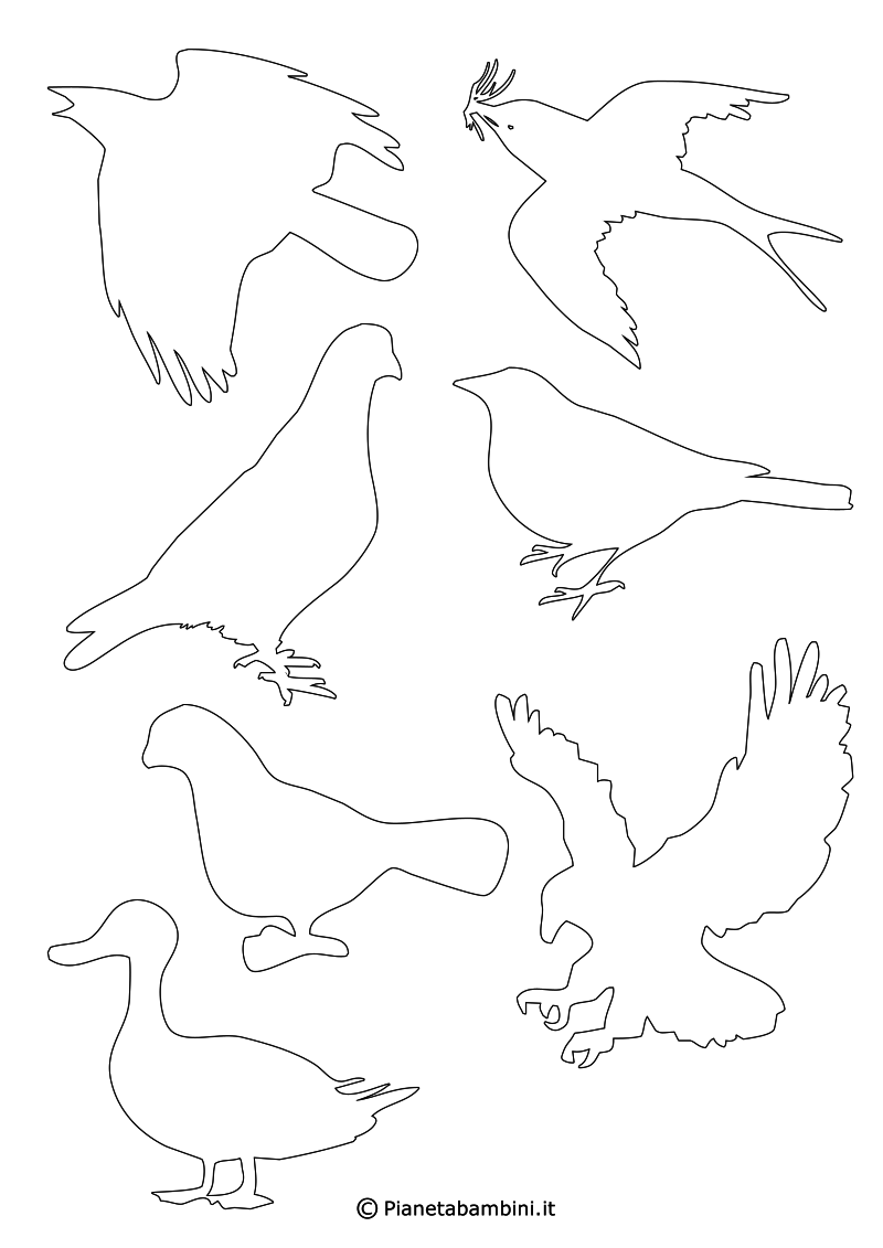 Sagome di Uccelli da Stampare e Ritagliare | PianetaBambini.it