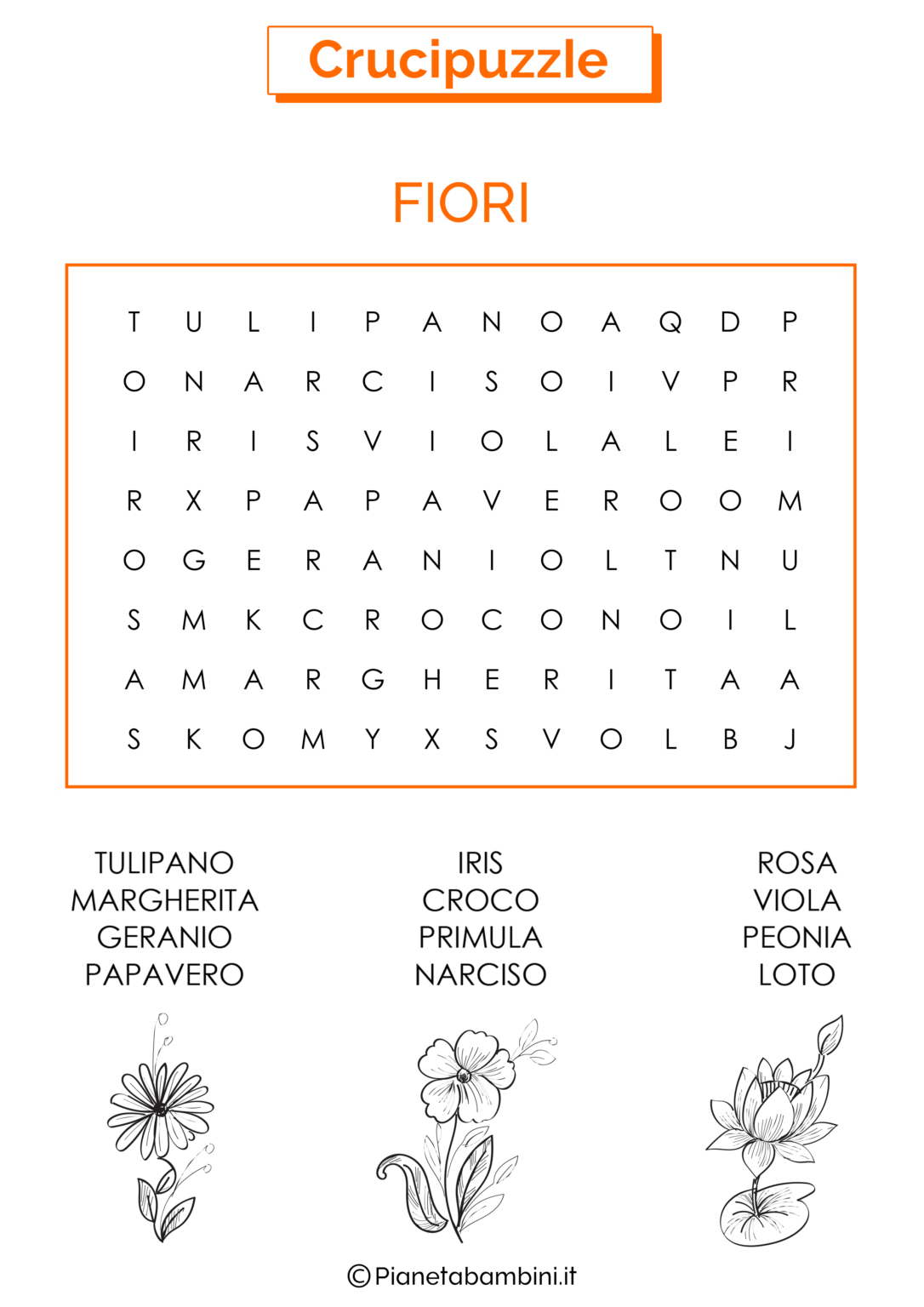 32 Crucipuzzle Facili da Stampare per Bambini | PianetaBambini.it