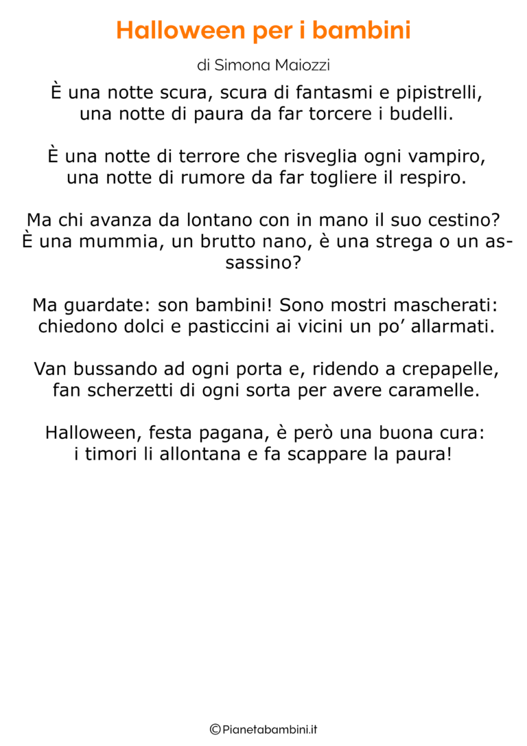 63 Poesie e Filastrocche di Halloween per Bambini | PianetaBambini.it