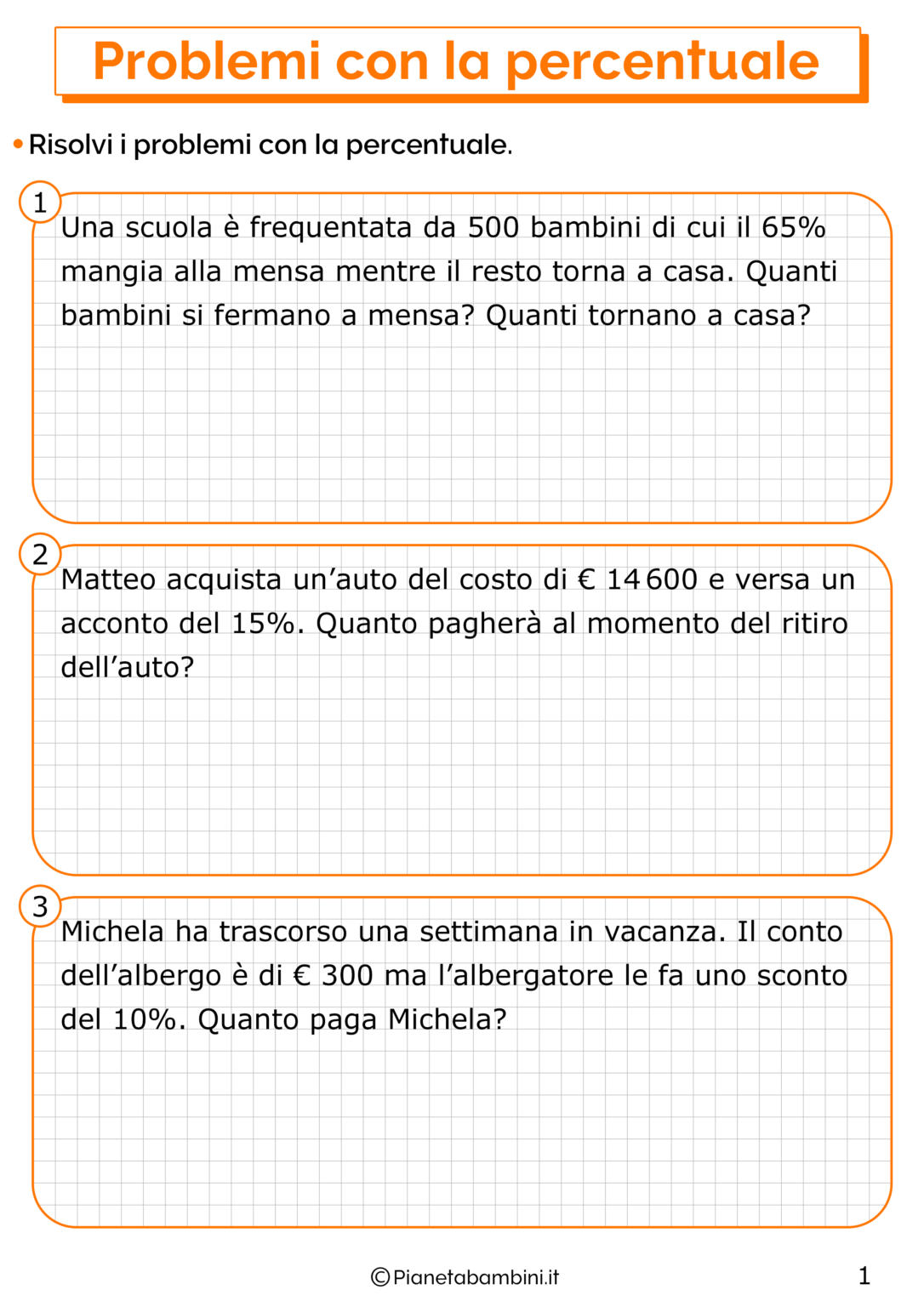 20 Problemi con le Percentuali per la Scuola Primaria | PianetaBambini.it