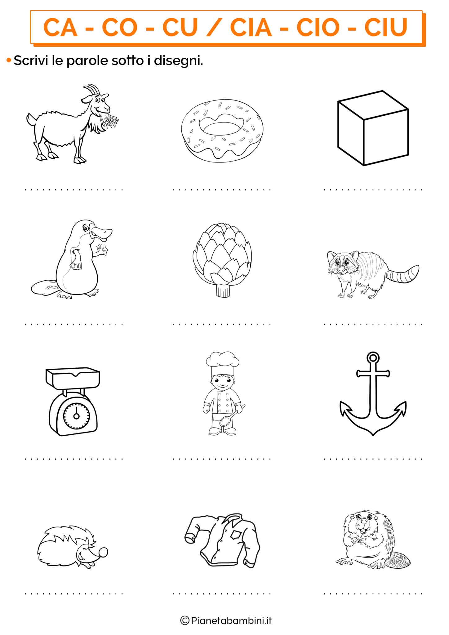 Schede Didattiche su CIA-CIO-CIU da Stampare | PianetaBambini.it