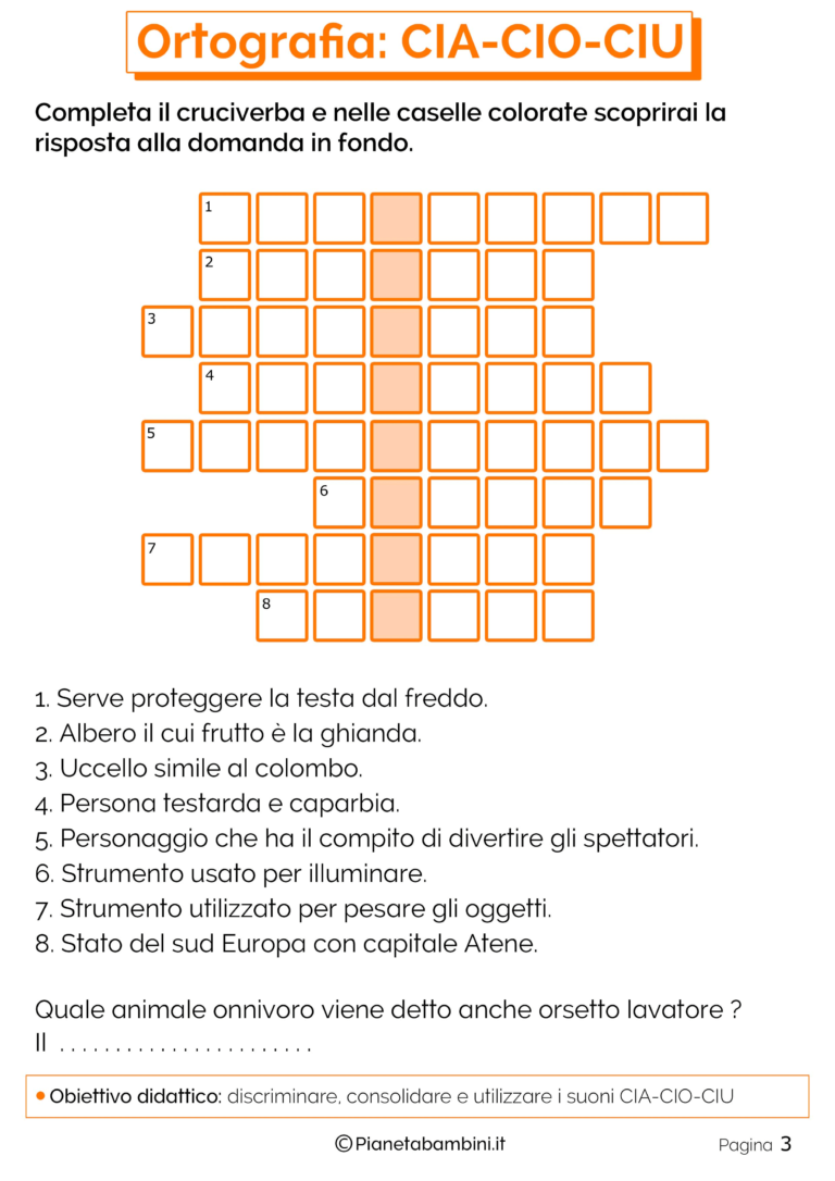Schede Didattiche su CIA-CIO-CIU da Stampare | PianetaBambini.it