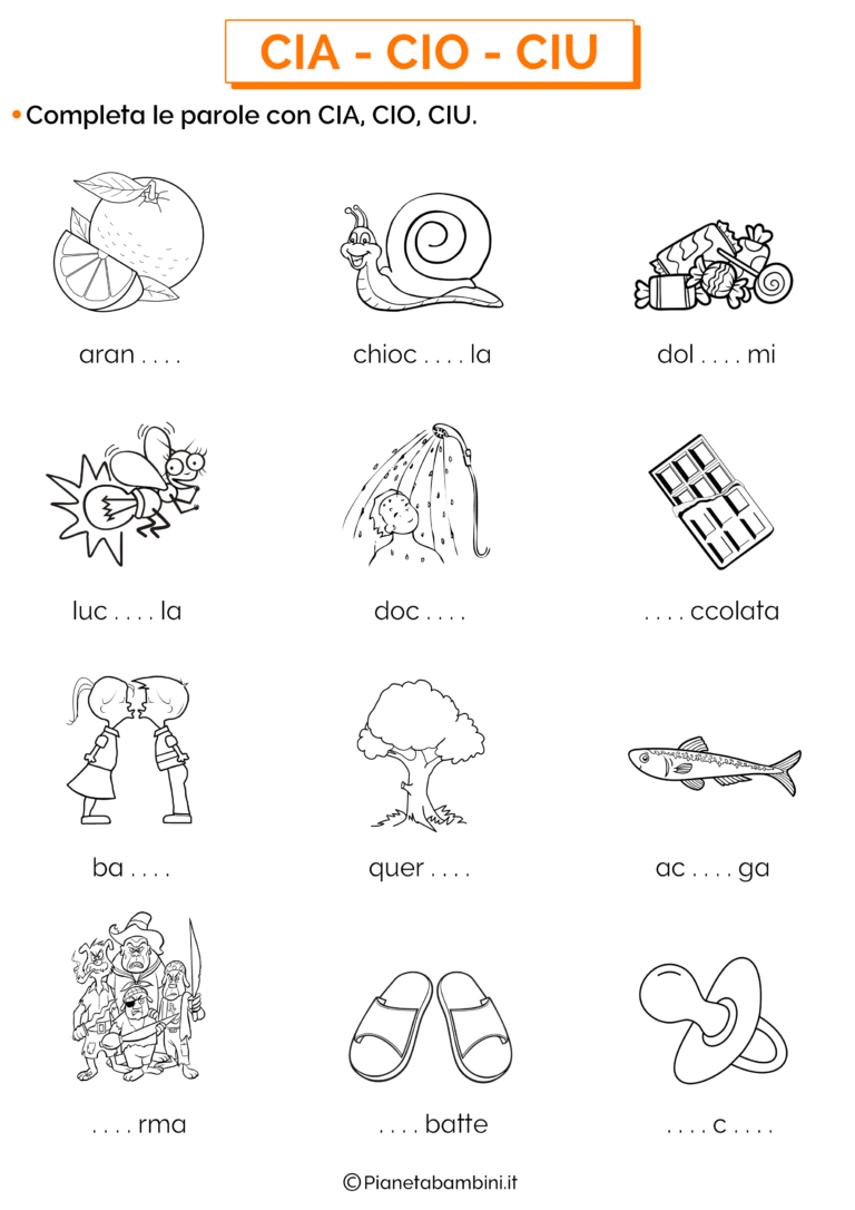 Schede Didattiche su CIA-CIO-CIU da Stampare | PianetaBambini.it