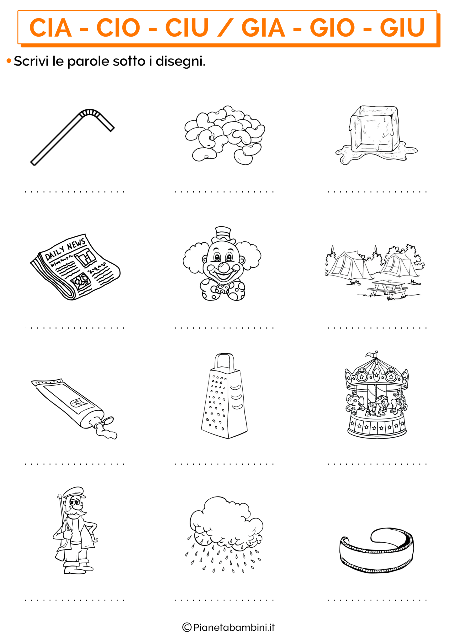 Schede Didattiche su CIA-CIO-CIU da Stampare | PianetaBambini.it