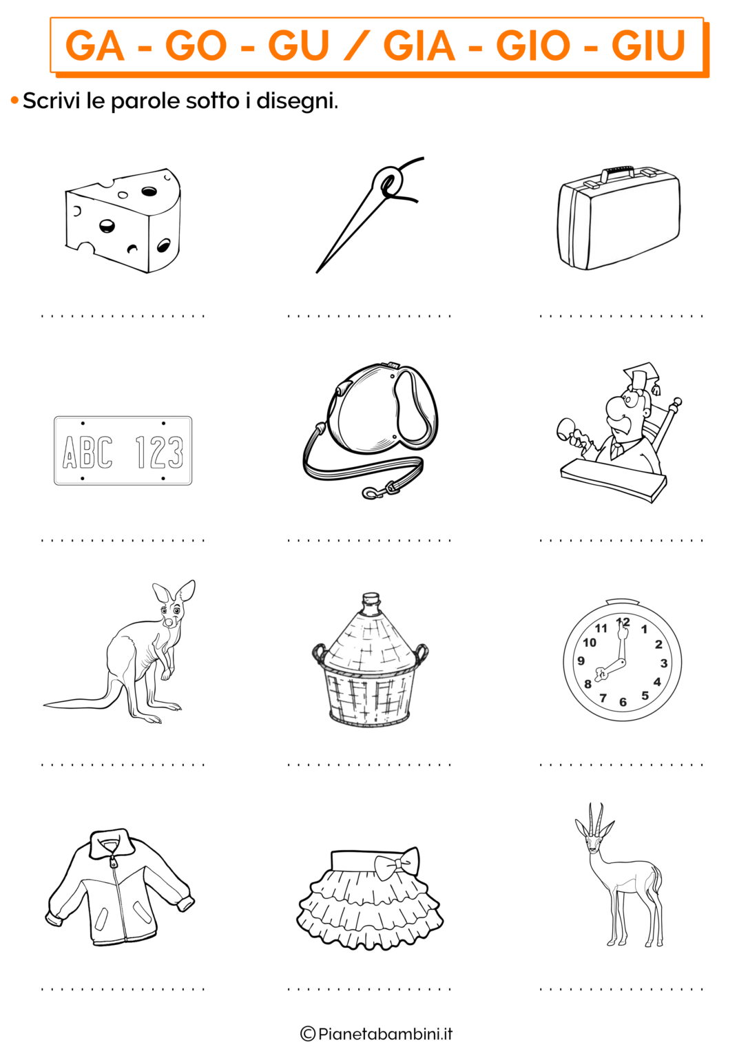 Schede Didattiche su GIA-GIO-GIU da Stampare | PianetaBambini.it