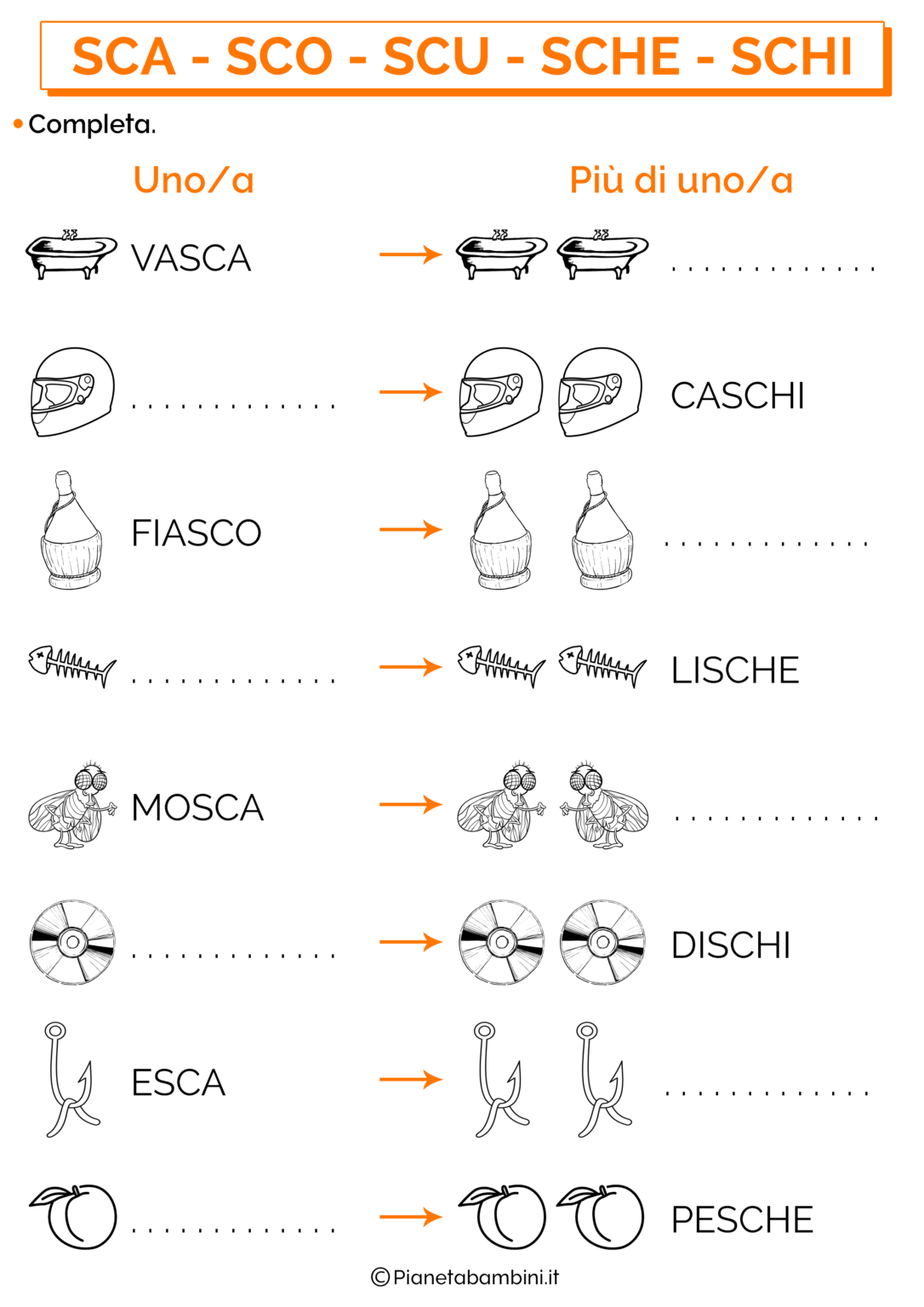 Schede Didattiche su SCHE-SCHI da Stampare | PianetaBambini.it