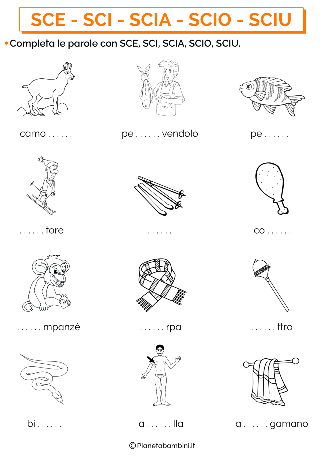 Schede Didattiche su SCE-SCI da Stampare | PianetaBambini.it