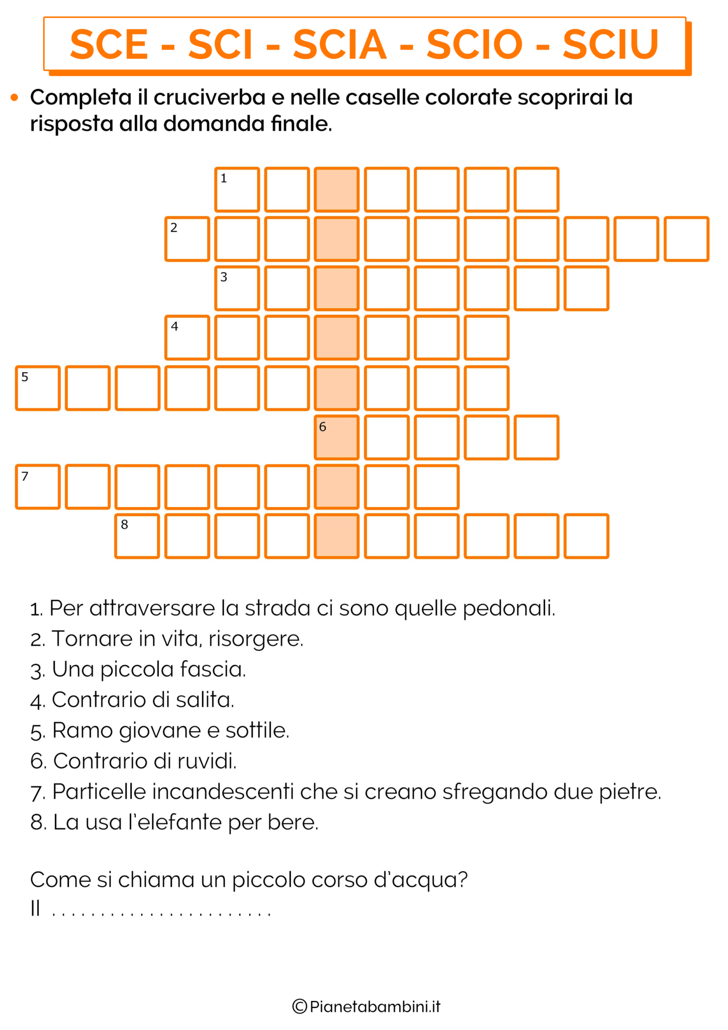 Schede Didattiche su SCE-SCI da Stampare | PianetaBambini.it