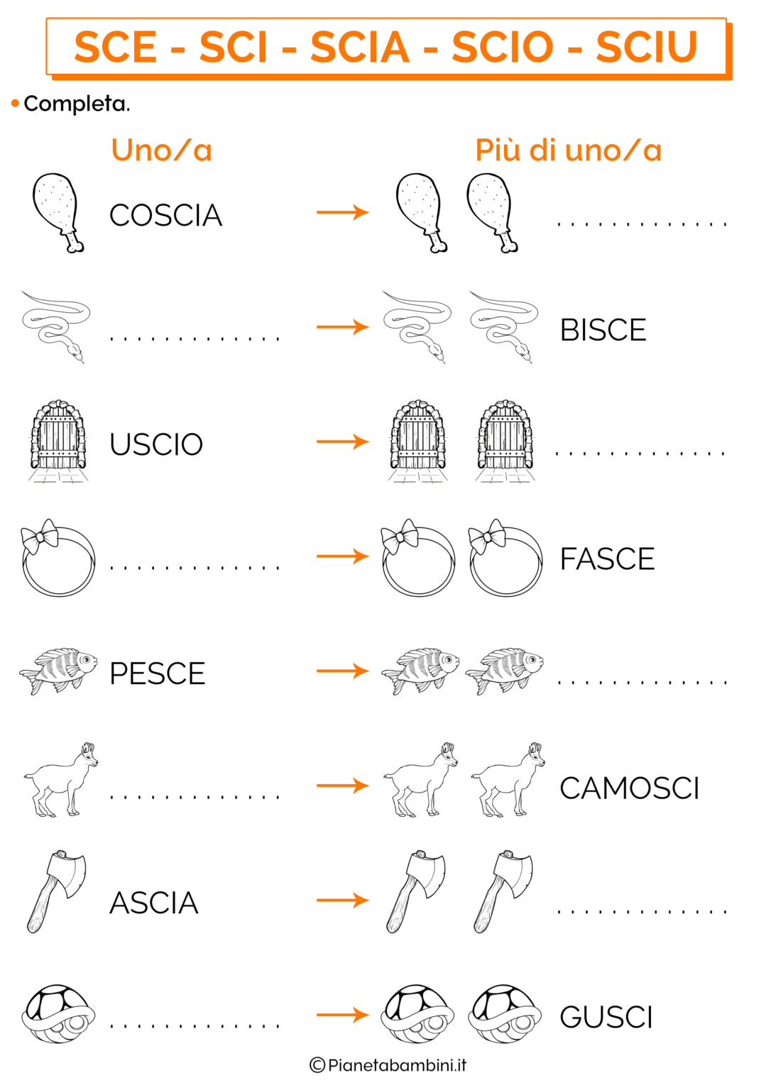 Schede Didattiche su SCE-SCI da Stampare | PianetaBambini.it