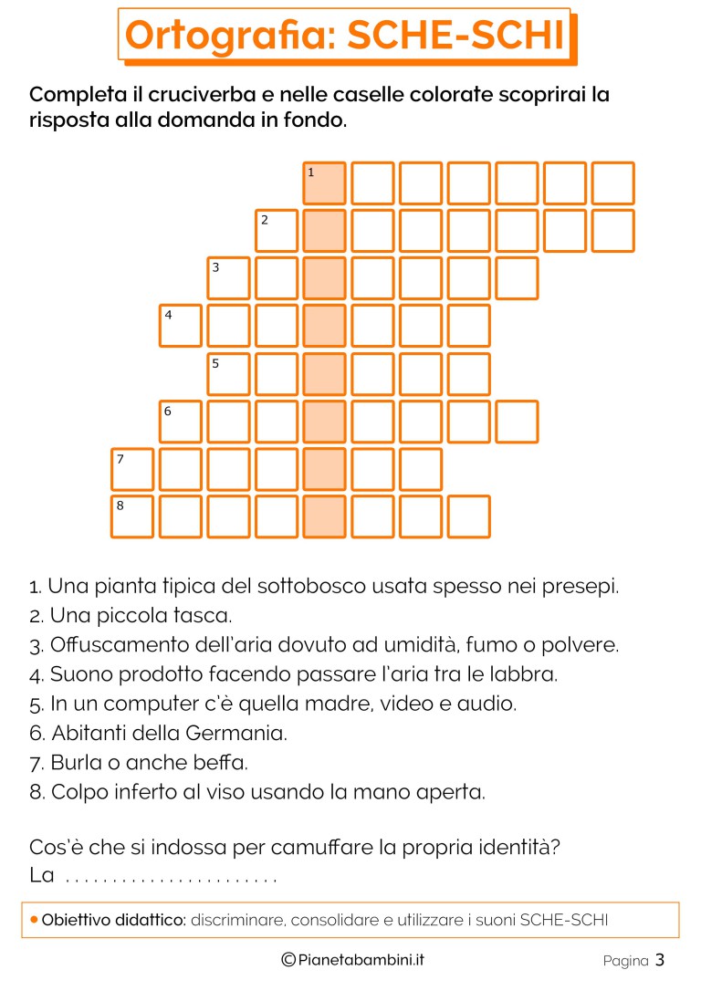 Schede Didattiche su SCHE-SCHI da Stampare | PianetaBambini.it