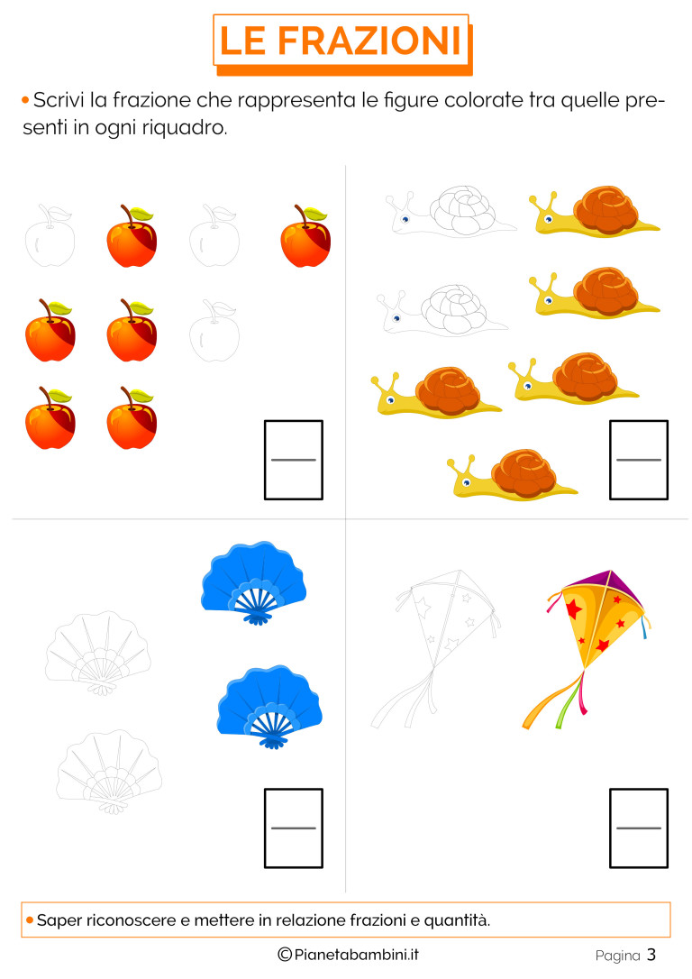 Frazionare: Esercizi Semplici per Spiegare le Frazioni | PianetaBambini.it