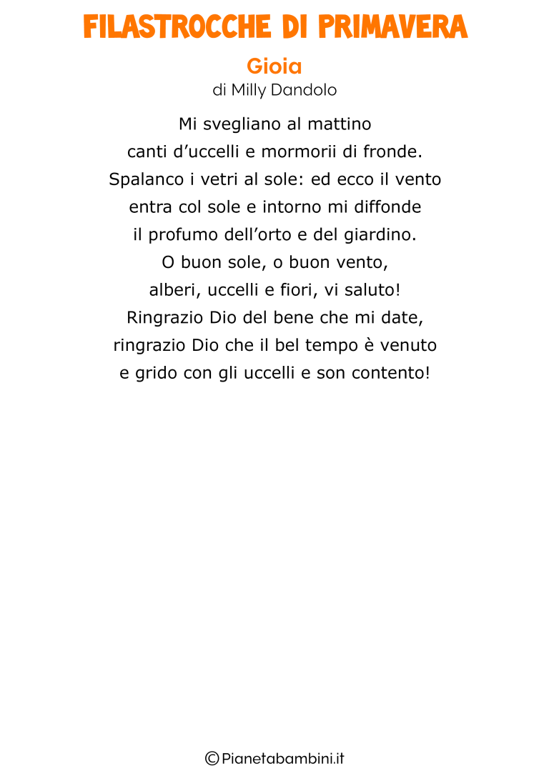 45 Filastrocche di Primavera per Bambini | PianetaBambini.it