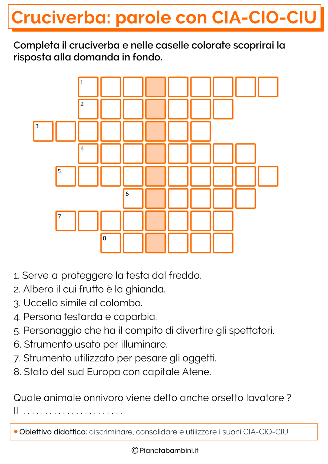 23 Cruciverba per Bambini di 6-7 Anni su Ortografia e Suoni Simili ...