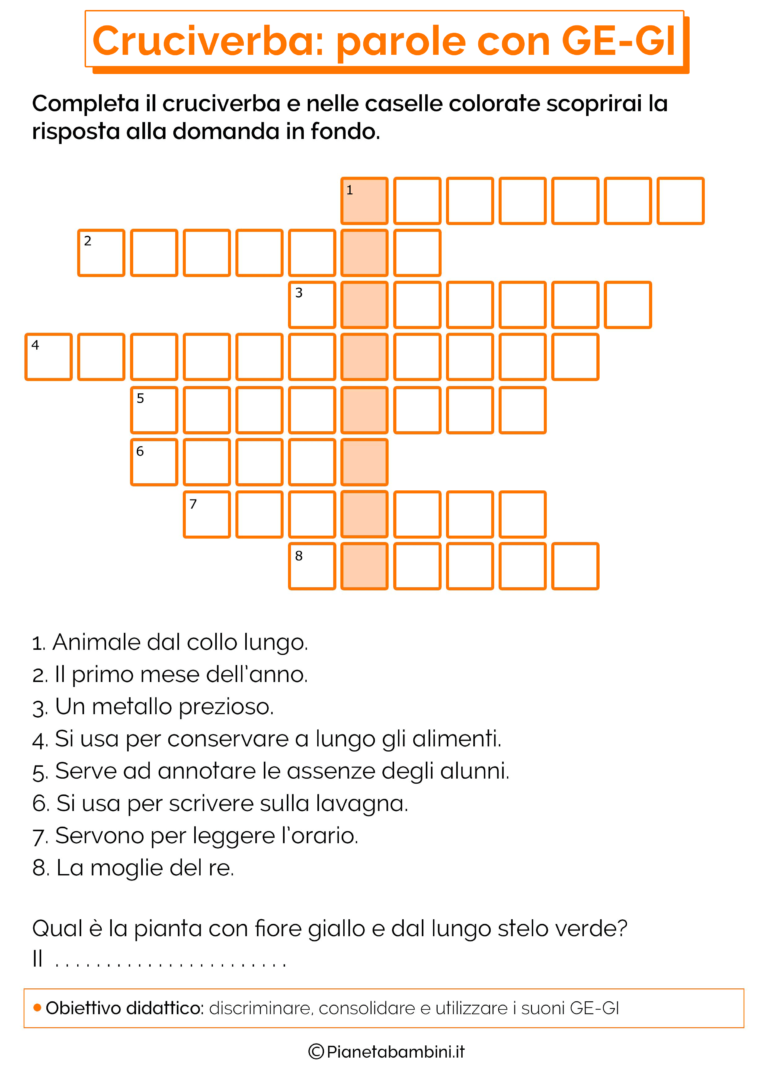 23 Cruciverba per Bambini di 6-7 Anni su Ortografia e Suoni Simili ...