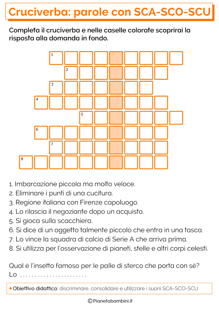 23 Cruciverba per Bambini di 6-7 Anni su Ortografia e Suoni Simili ...