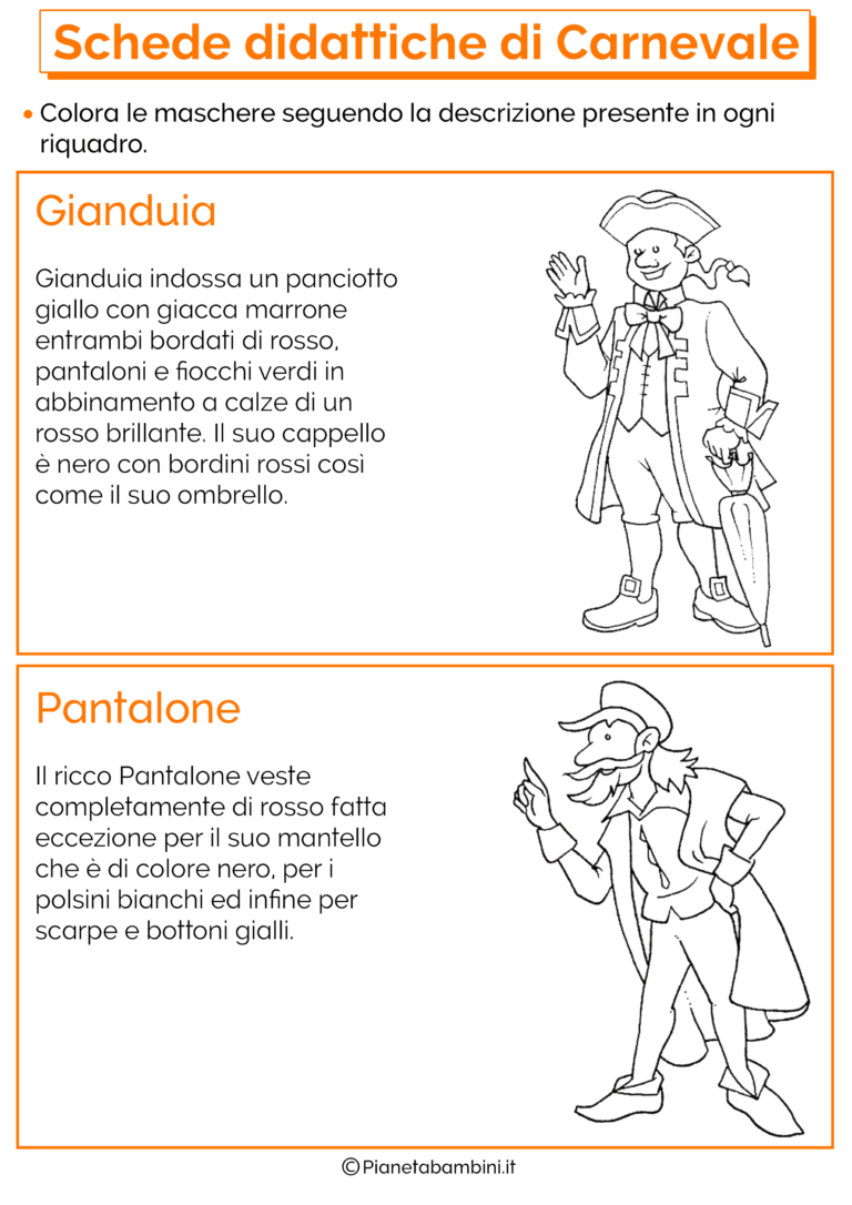Schede Didattiche di Carnevale per la Scuola Primaria | PianetaBambini.it