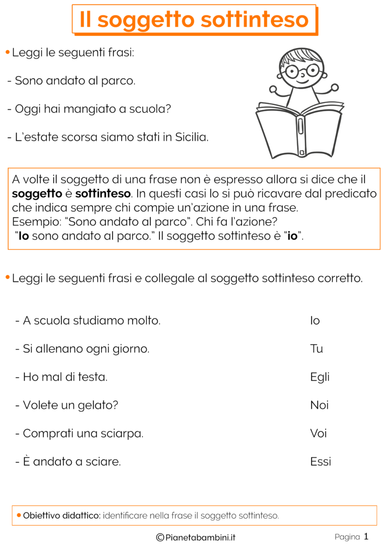 Il Soggetto Sottinteso: Schede Didattiche per la Scuola Primaria ...