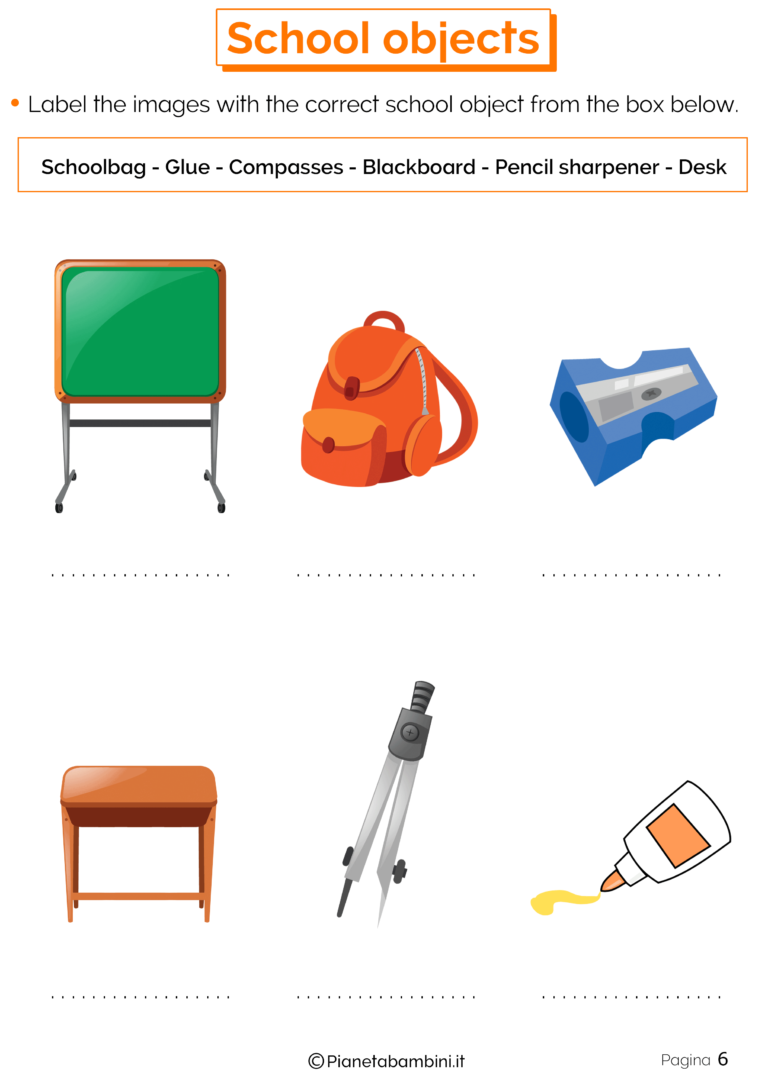 Gli Oggetti Scolastici in Inglese: Schede per la Scuola Primaria ...