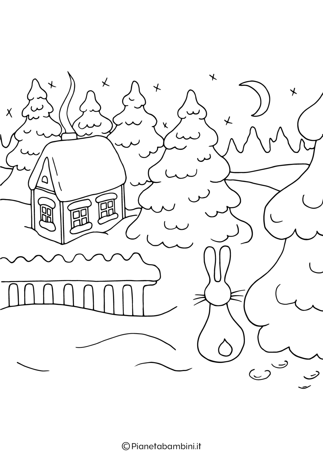 45 Disegni di Paesaggi Invernali da Colorare | PianetaBambini.it