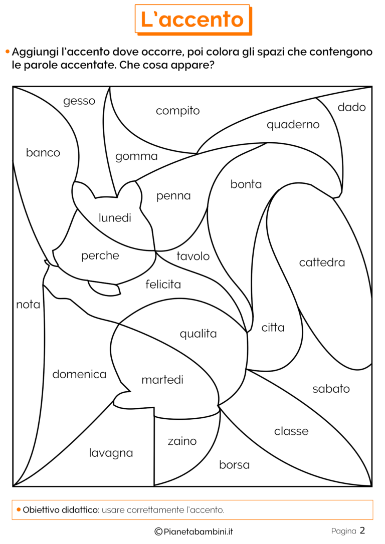 L'Accento: Esercizi per la Scuola Primaria | PianetaBambini.it