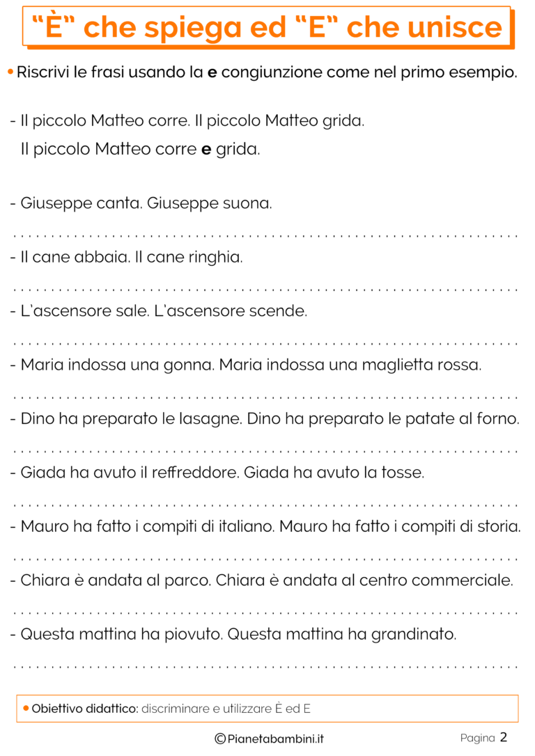 È che Spiega E che Unisce: Esercizi per la Scuola Primaria ...