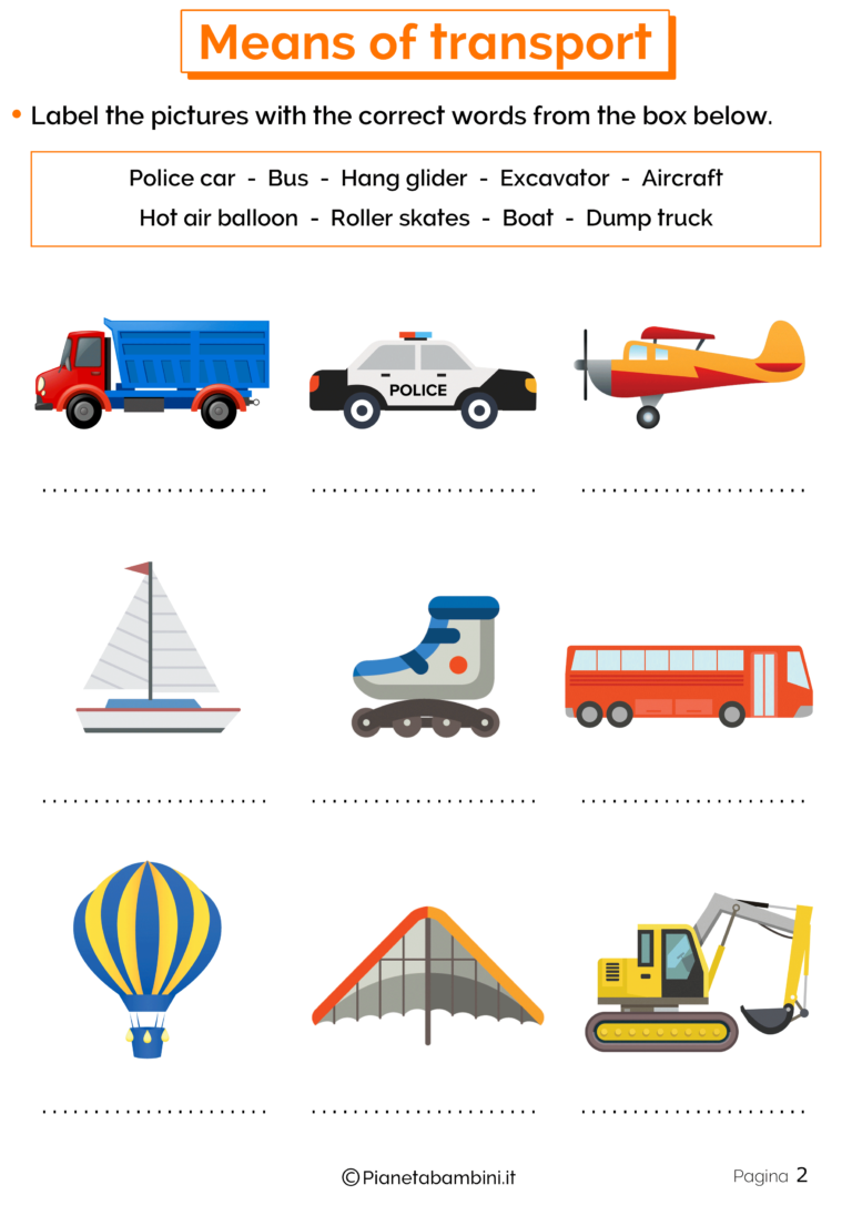 Mezzi di Trasporto in Inglese: Schede per la Scuola Primaria ...