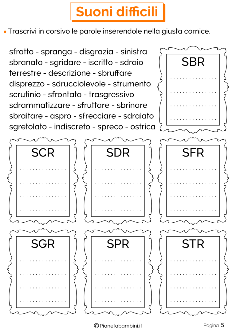 Schede Didattiche sui Suoni Difficili | PianetaBambini.it
