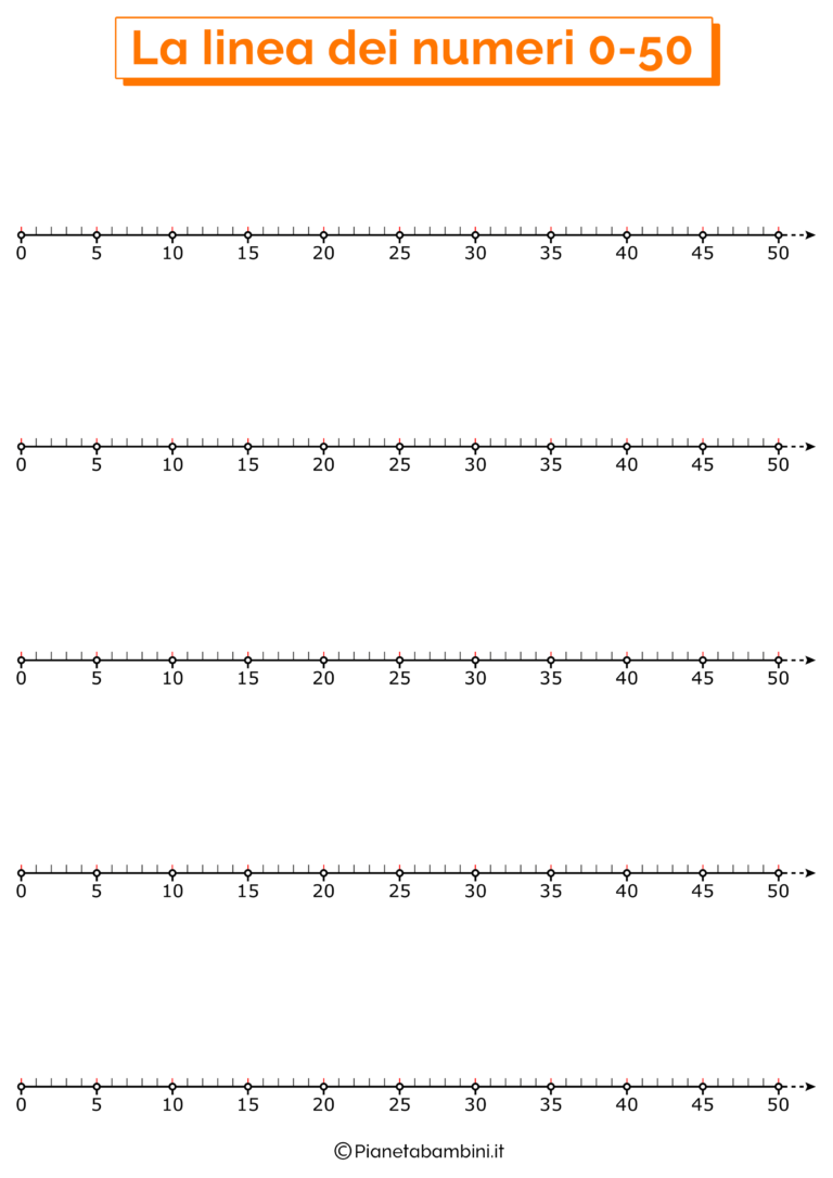Linea dei Numeri da Stampare (fino a 10, 20, 50 e 100) | PianetaBambini.it