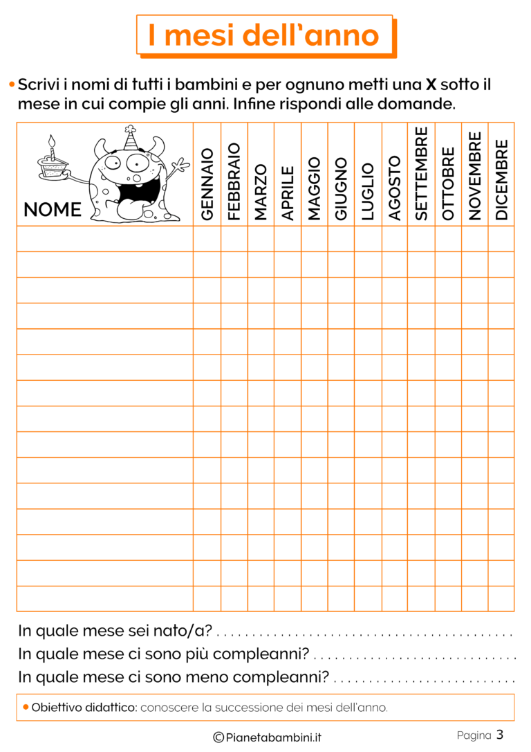 I Mesi dell'Anno: Schede Didattiche per la Scuola Primaria ...