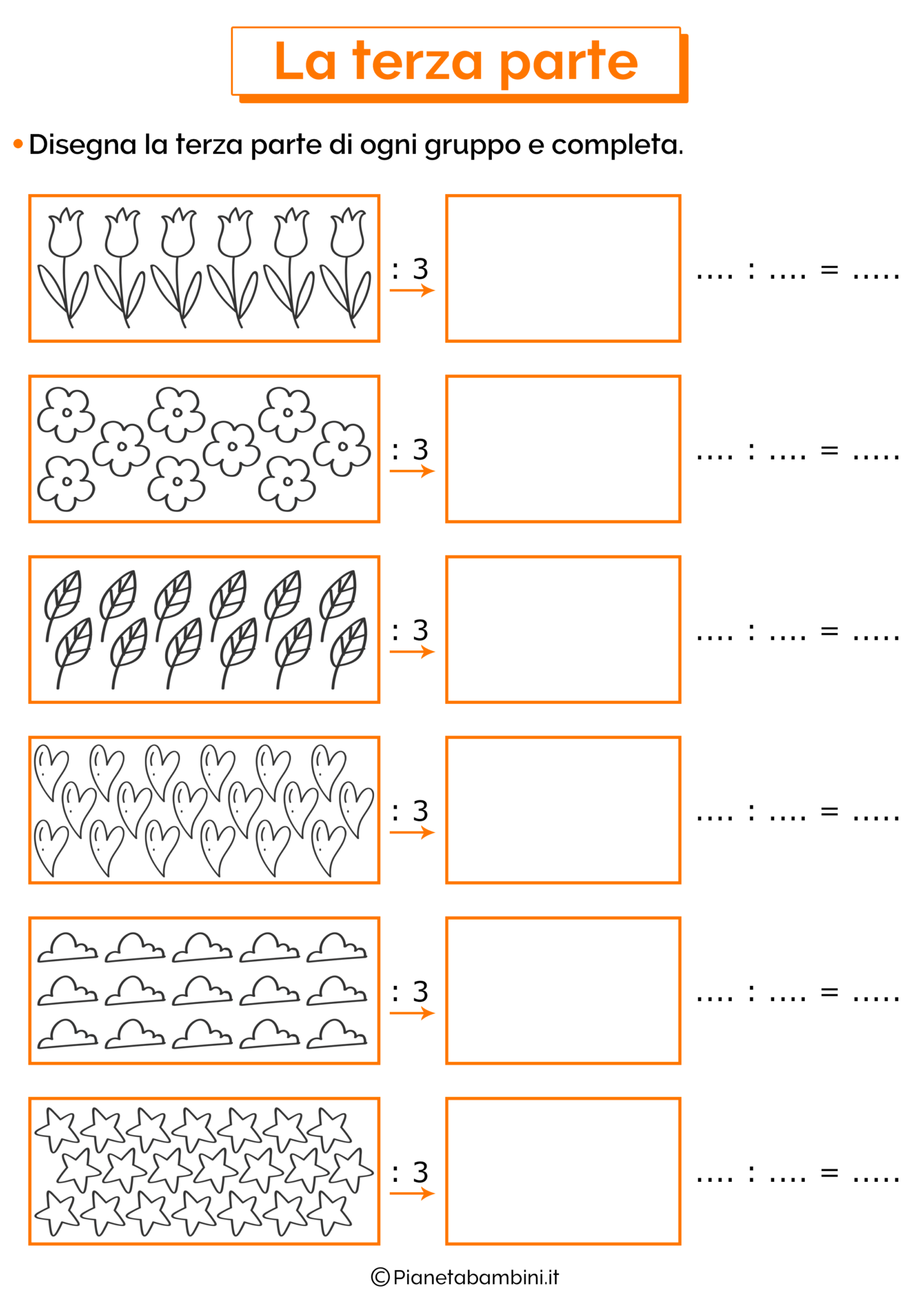 Metà, Terza e Quarta Parte: Esercizi per la Scuola Primaria ...