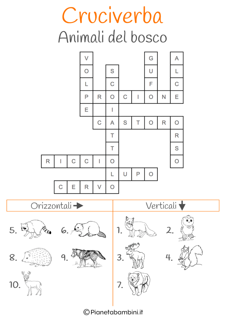 15 Cruciverba Illustrati per Bambini da Stampare | PianetaBambini.it