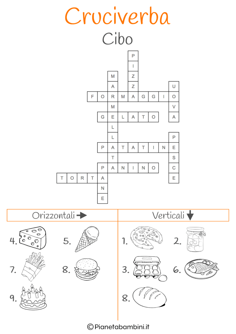 15 Cruciverba Illustrati per Bambini da Stampare | PianetaBambini.it