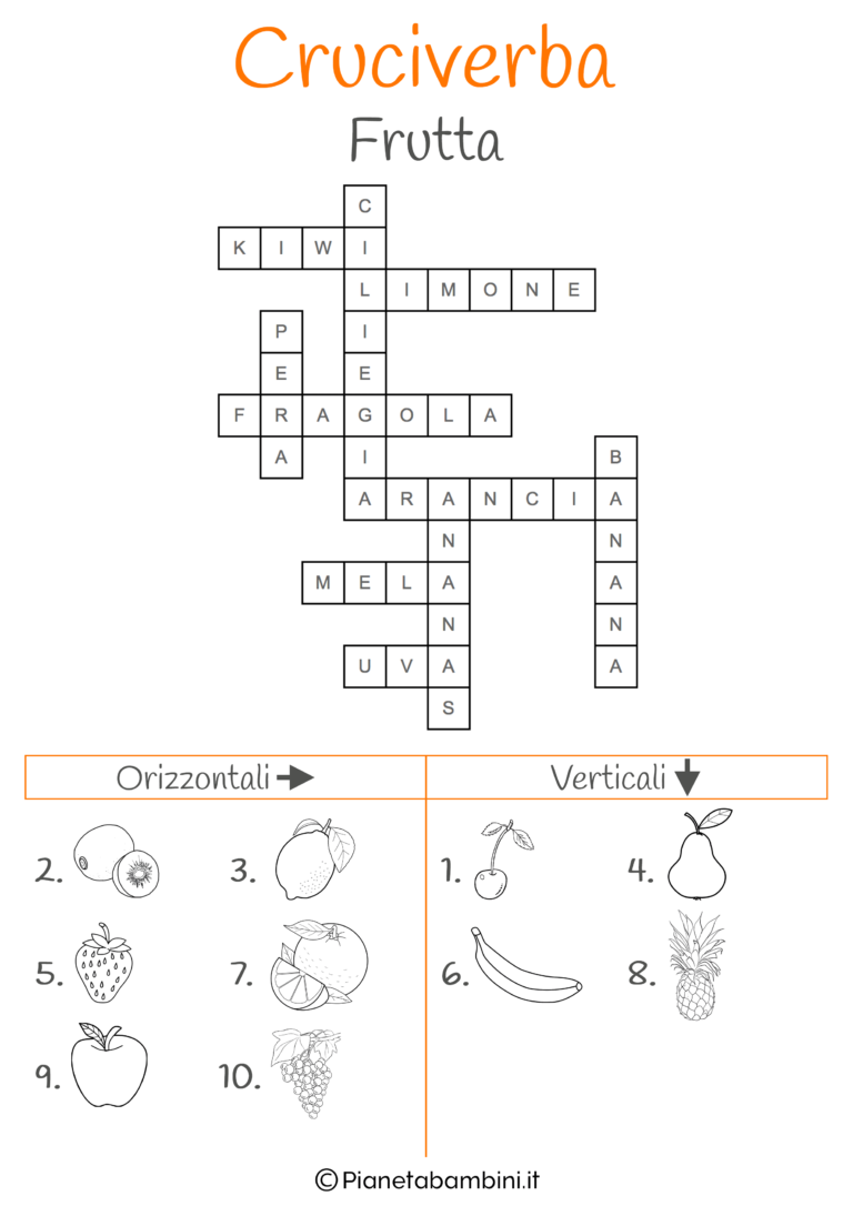 15 Cruciverba Illustrati per Bambini da Stampare | PianetaBambini.it