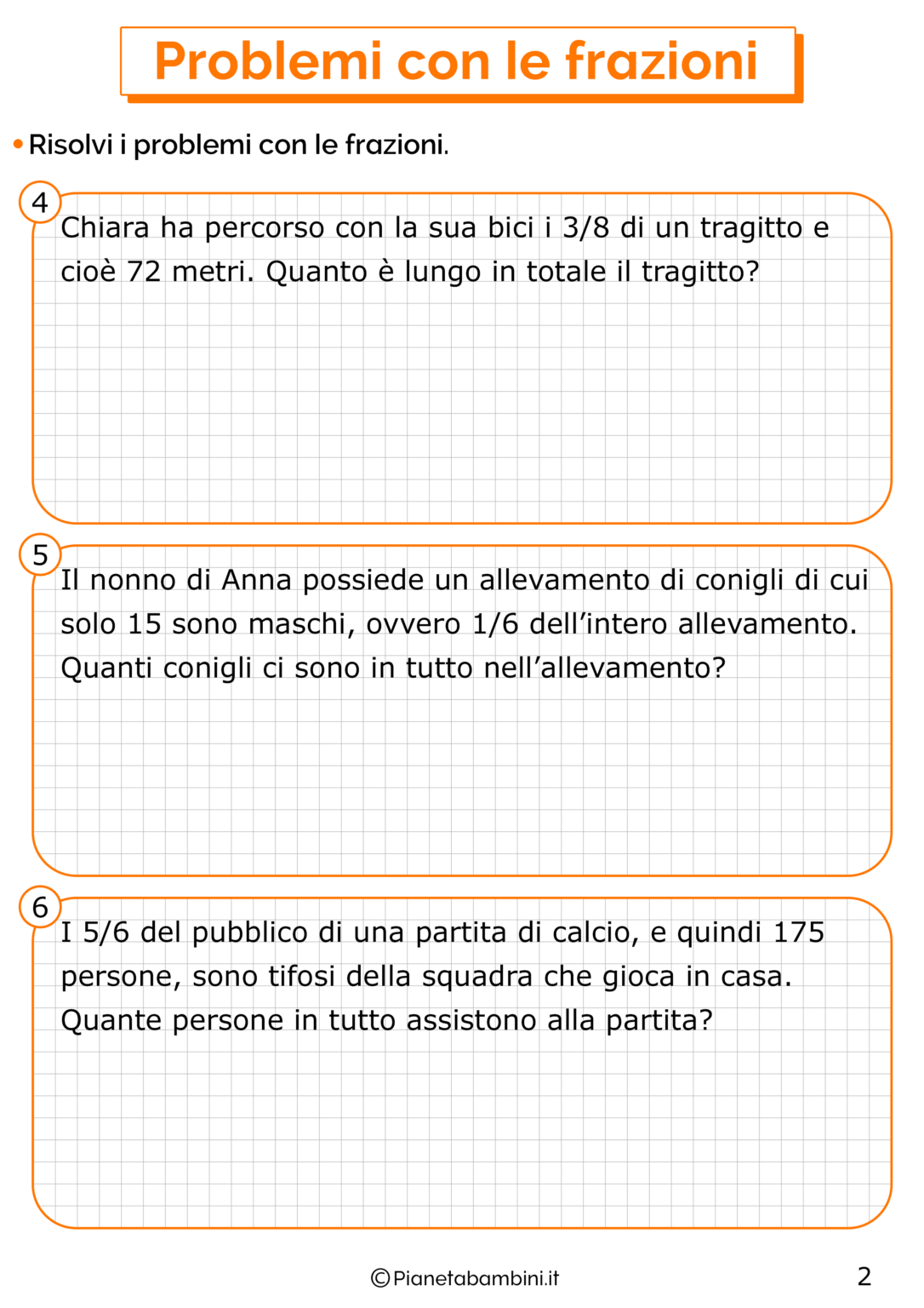32 Problemi con le Frazioni per la Scuola Primaria | PianetaBambini.it
