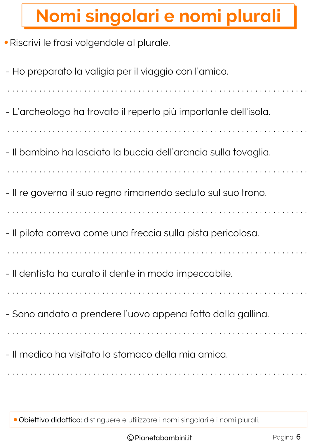 I Nomi Singolari e Plurali: Esercizi per la Scuola Primaria ...