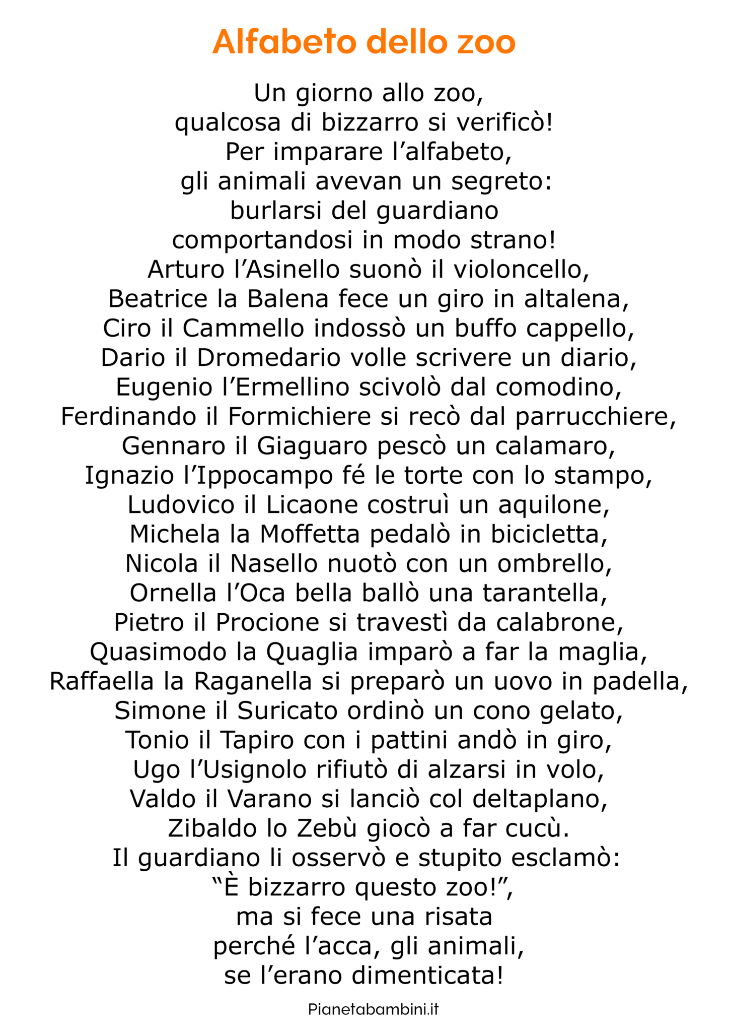 Filastrocche per Bambini sulle Vocali e l'Alfabeto | PianetaBambini.it