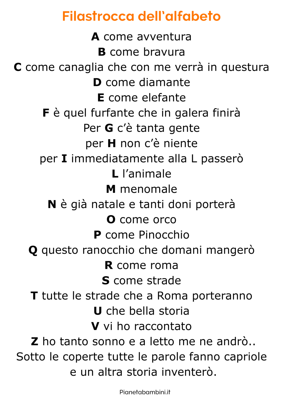 Filastrocche per Bambini sulle Vocali e l'Alfabeto | PianetaBambini.it