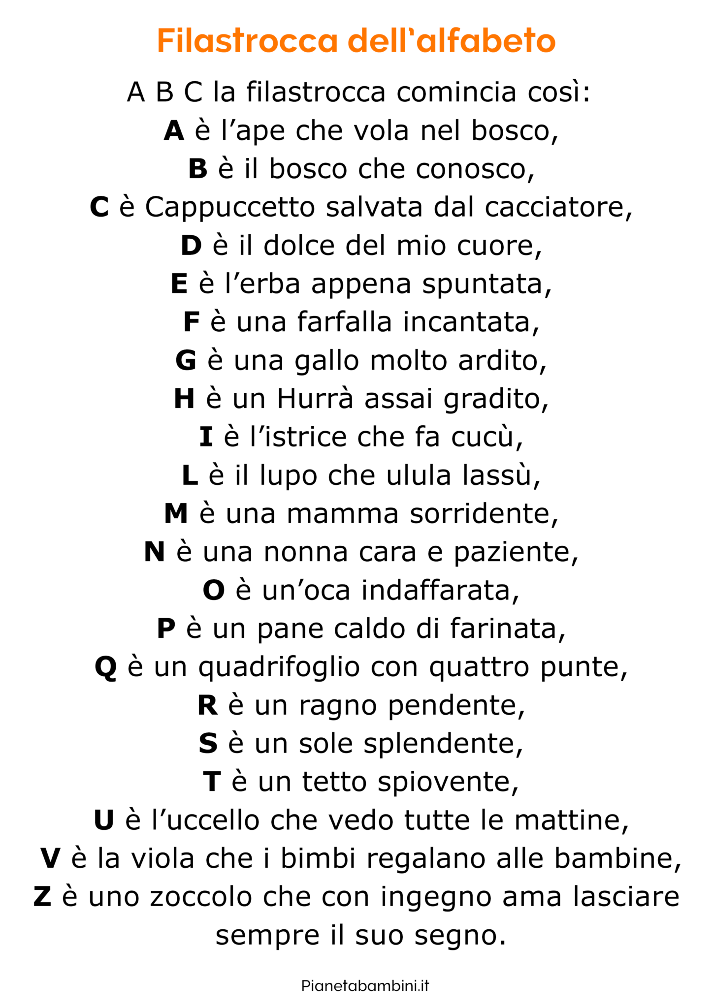 Filastrocche per Bambini sulle Vocali e l'Alfabeto | PianetaBambini.it