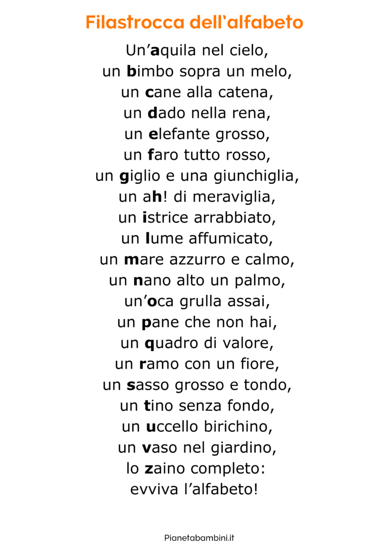 Filastrocche per Bambini sulle Vocali e l'Alfabeto | PianetaBambini.it