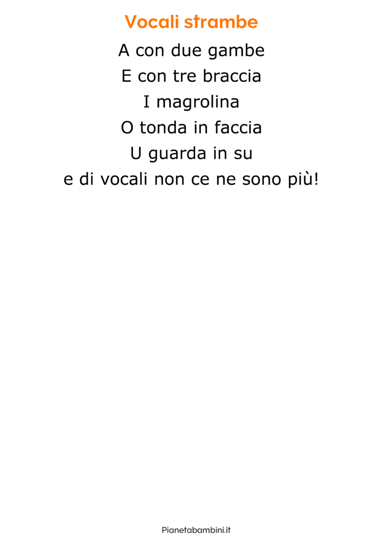 Filastrocche per Bambini sulle Vocali e l'Alfabeto | PianetaBambini.it