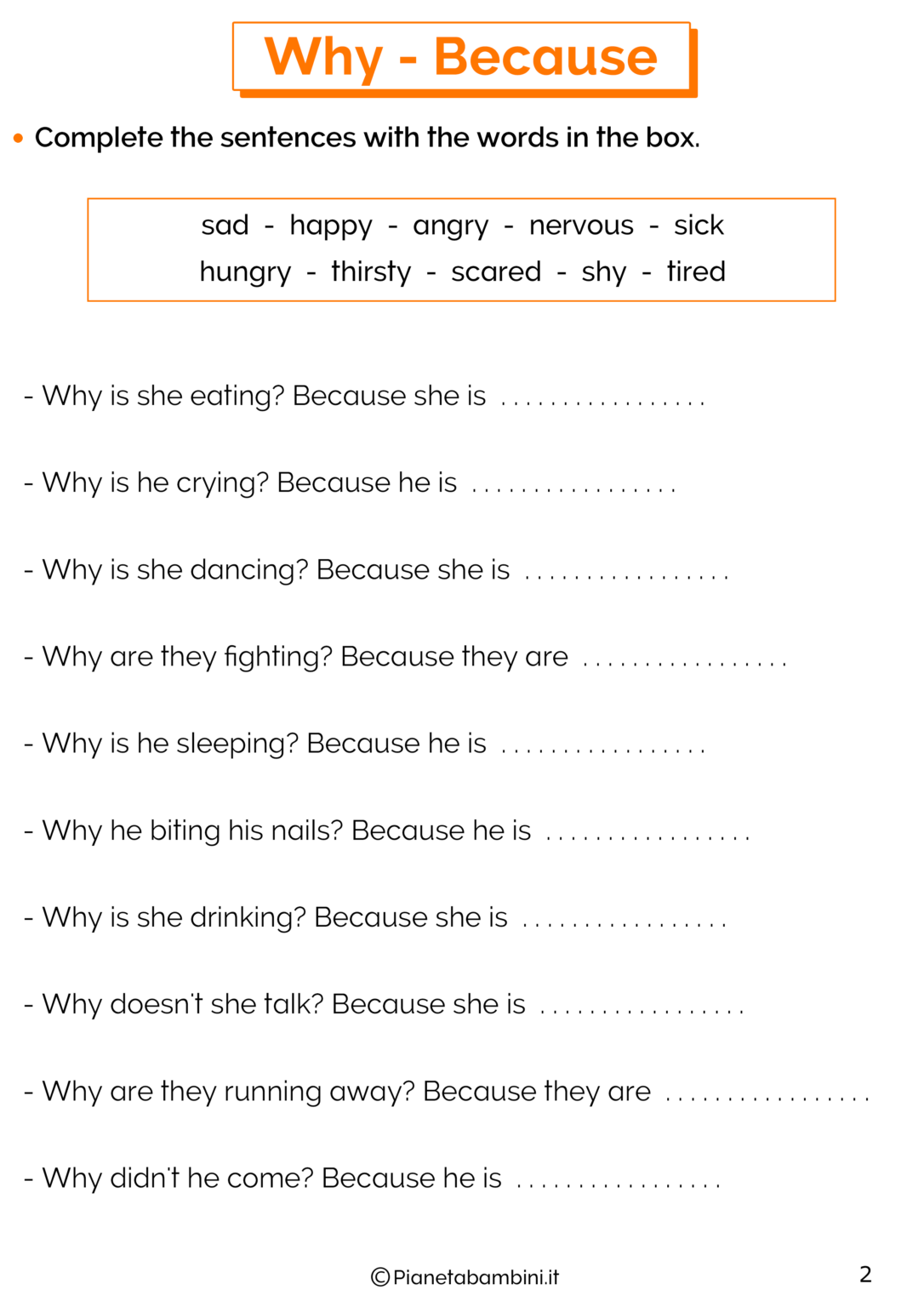 WHY - BECAUSE: Schede per la Scuola Primaria | PianetaBambini.it