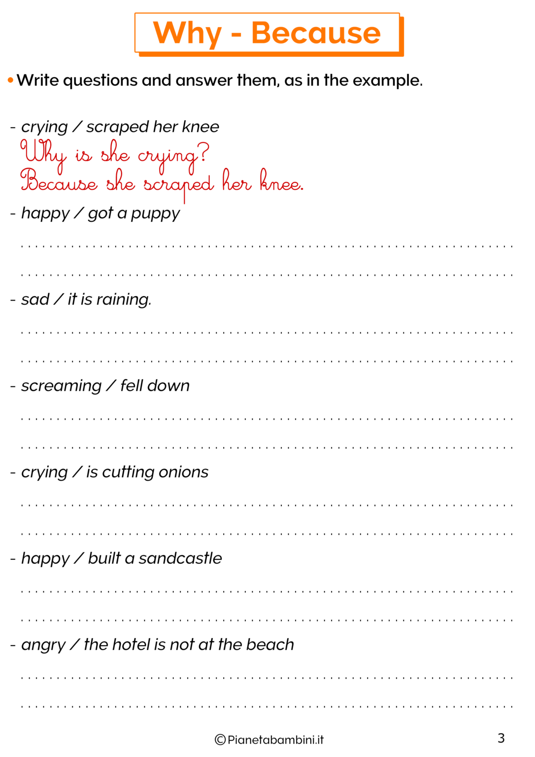 WHY - BECAUSE: Schede per la Scuola Primaria | PianetaBambini.it