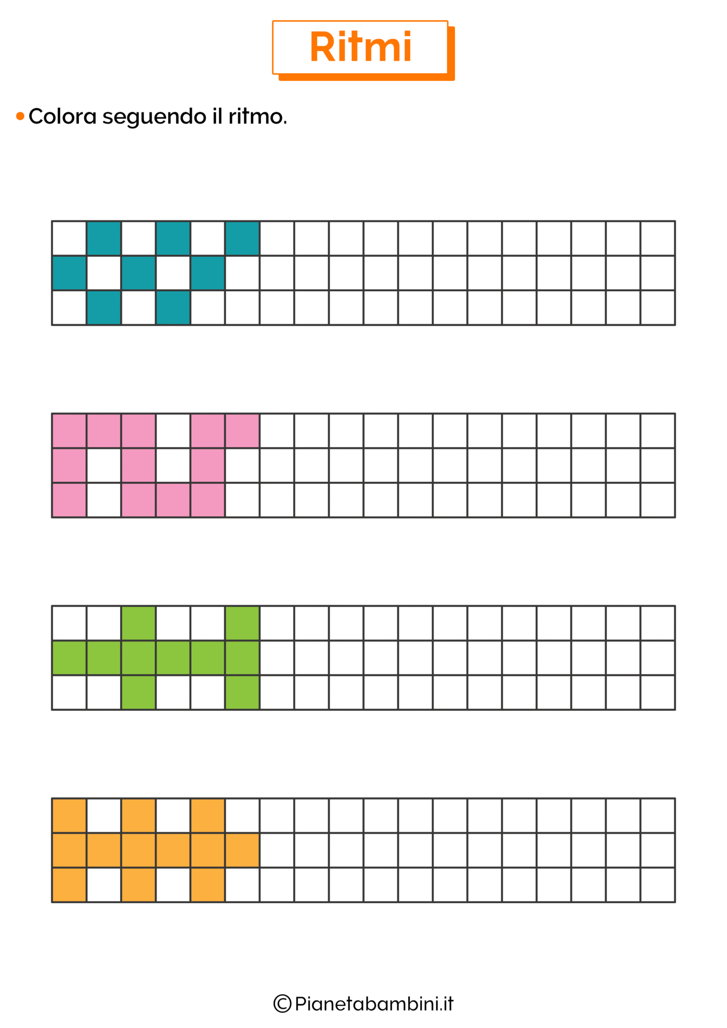 Ritmi da Completare e Colorare per Bambini | PianetaBambini.it