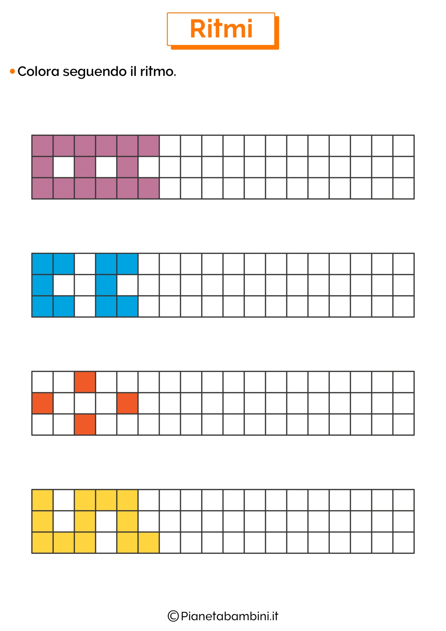 Ritmi da Completare e Colorare per Bambini | PianetaBambini.it