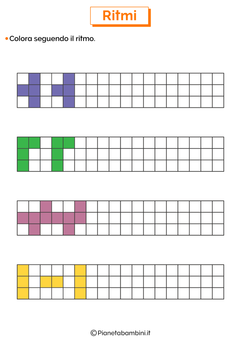 Ritmi da Completare e Colorare per Bambini | PianetaBambini.it