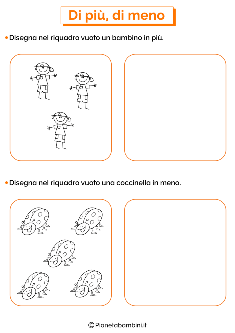 Di Più, Di Meno: Schede Didattiche per Bambini | PianetaBambini.it