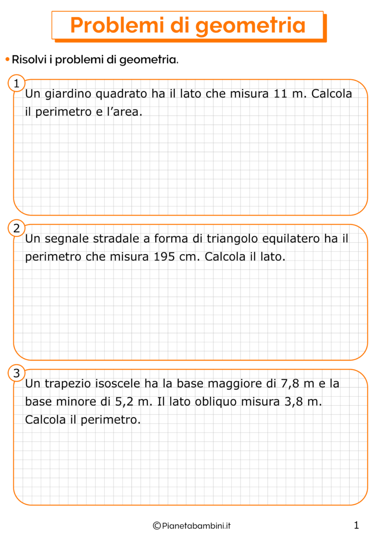 65 Problemi di Geometria per la Classe Quarta e Quinta | PianetaBambini.it