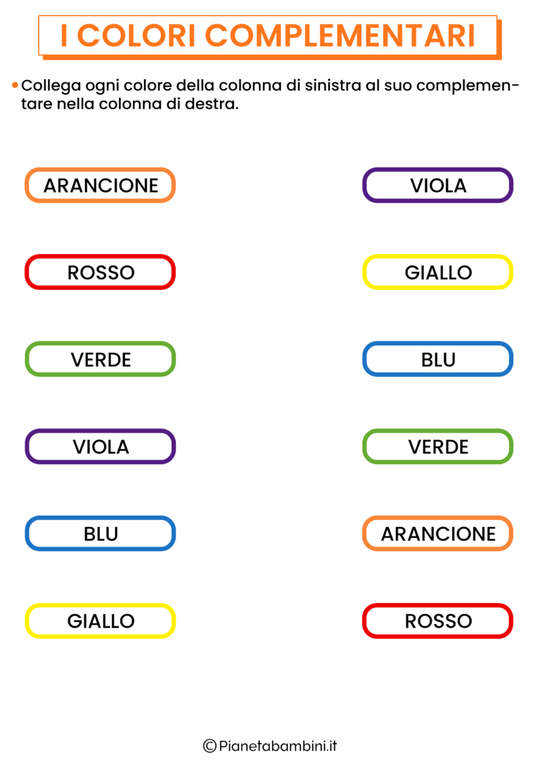 I Colori Complementari: Schede Didattiche per la Scuola Primaria ...